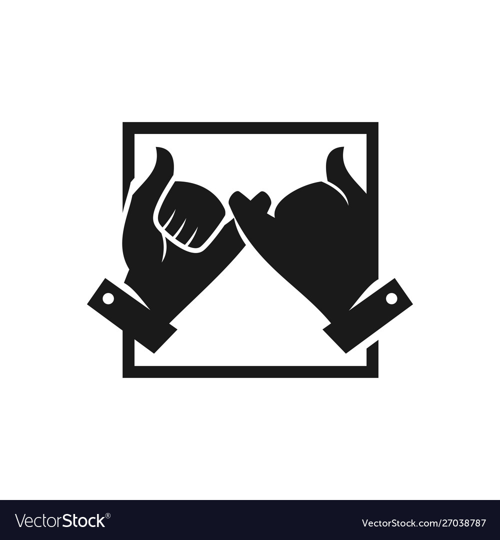 Rectangle hand commitment teamwork together black Vector Image