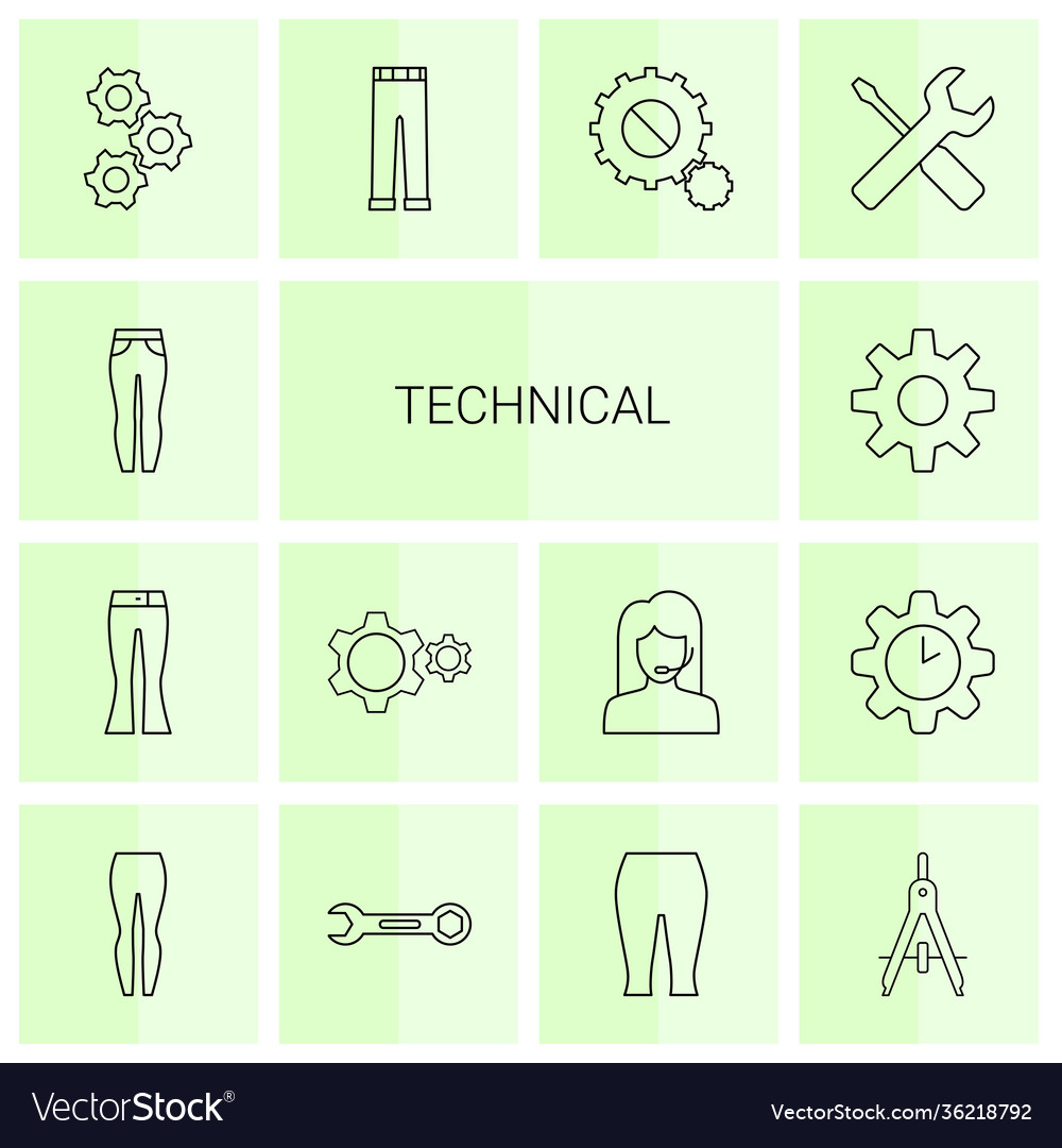 14 technical icons Royalty Free Vector Image - VectorStock