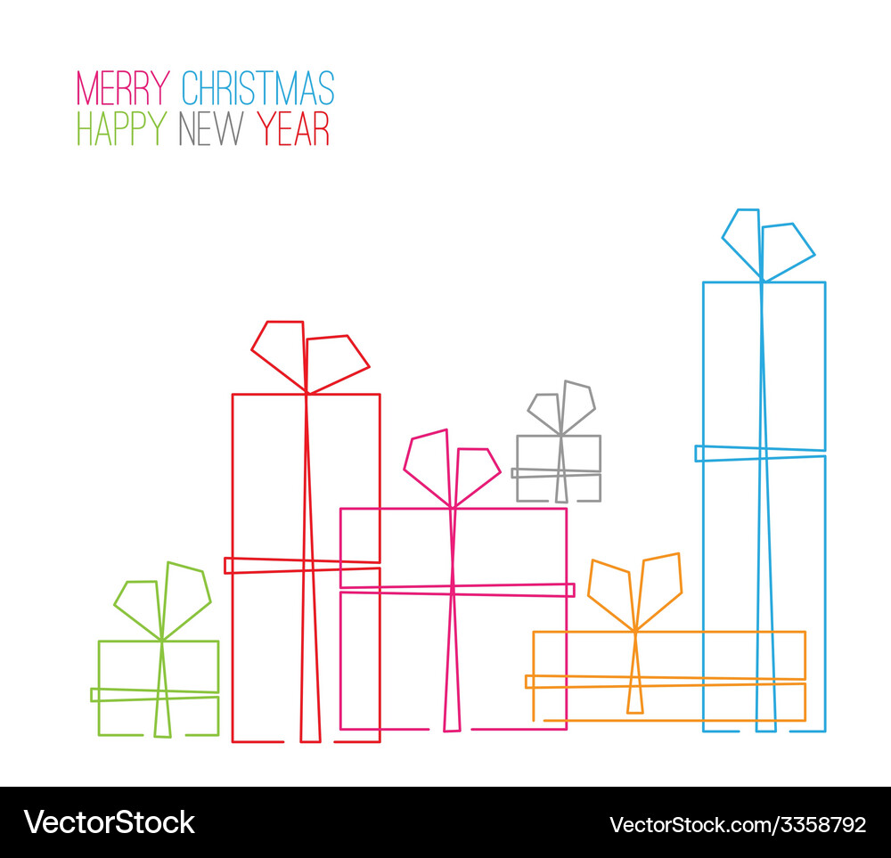 Christmas card - continuous line drawing Vector Image