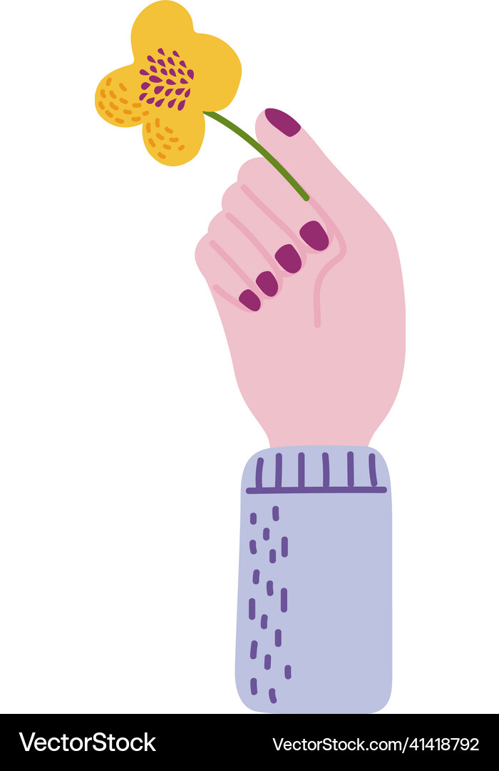 Female hand with flowers Royalty Free Vector Image