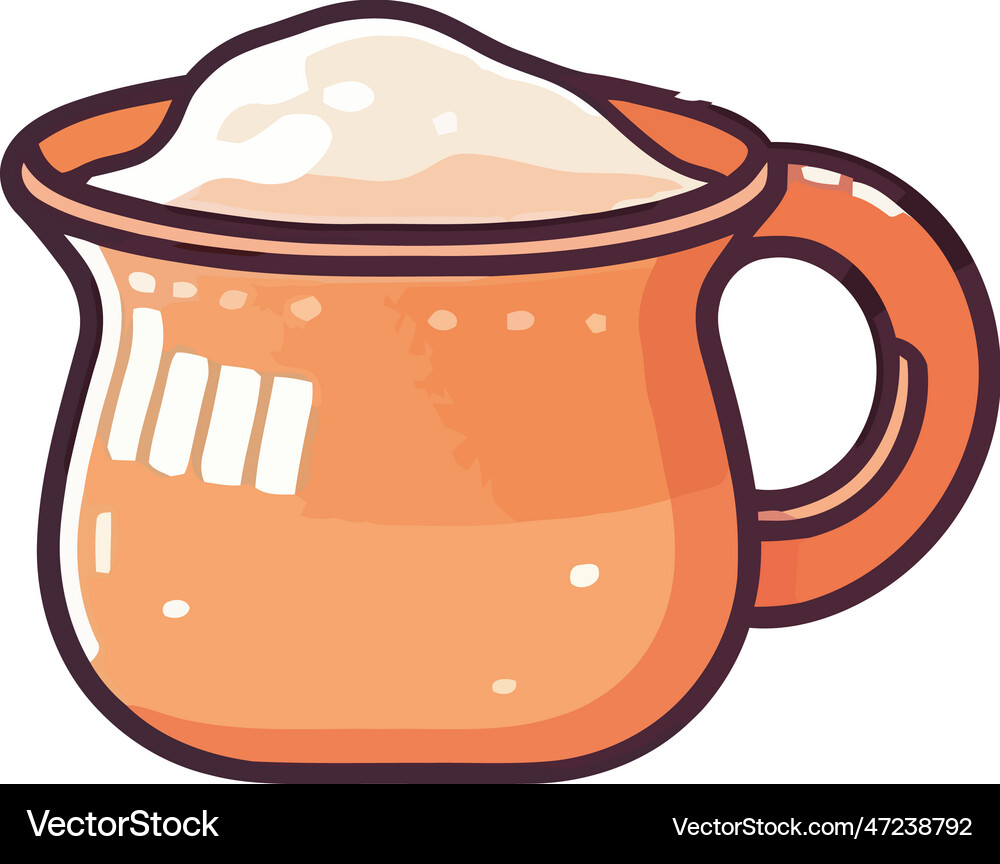 Hand painted terracotta jar with fresh milk Vector Image