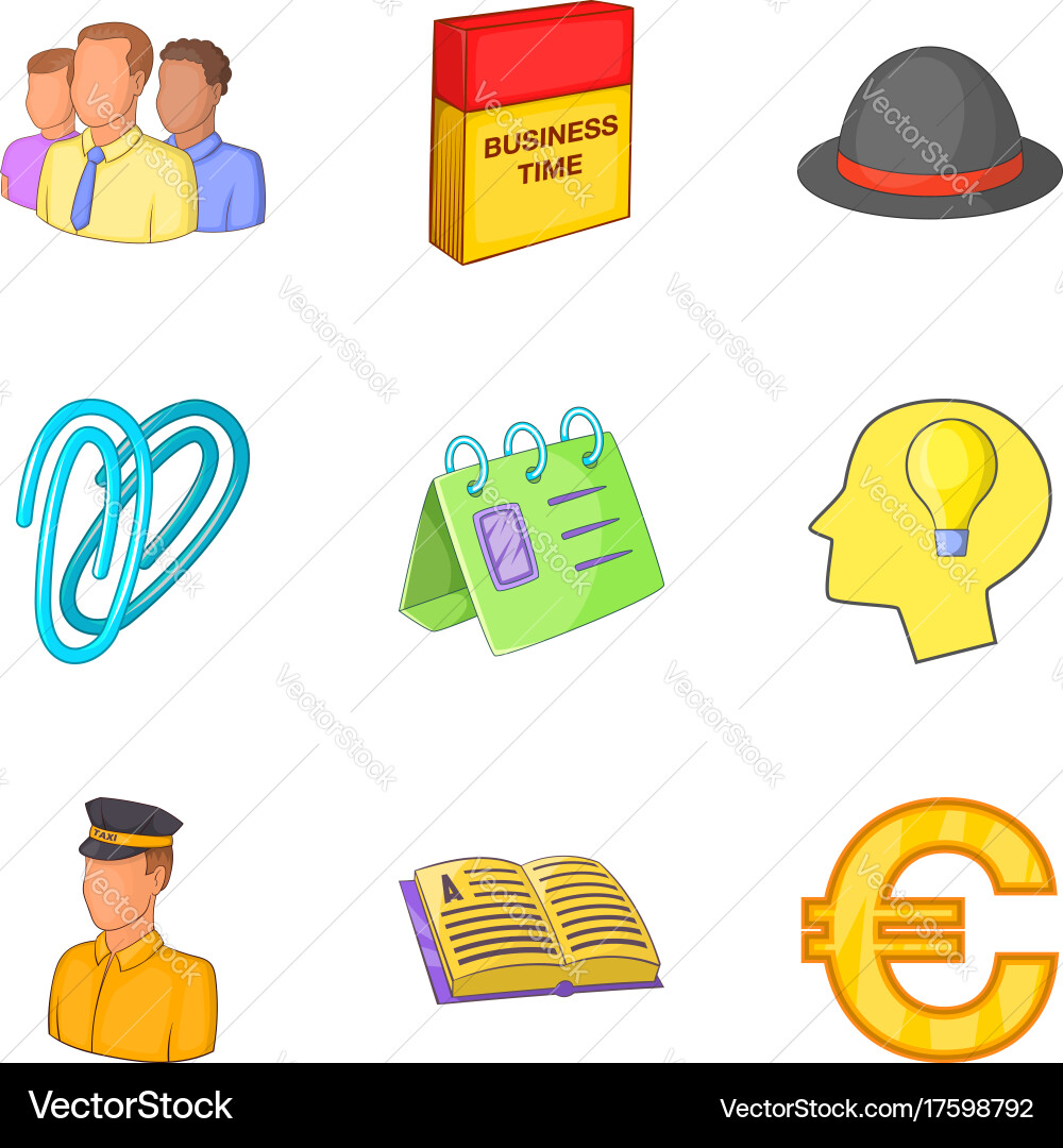 Job-work icons set cartoon style Royalty Free Vector Image