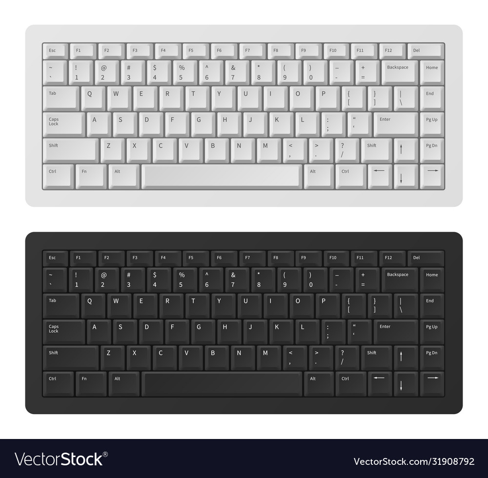 Laptop keyboard white and black Royalty Free Vector Image