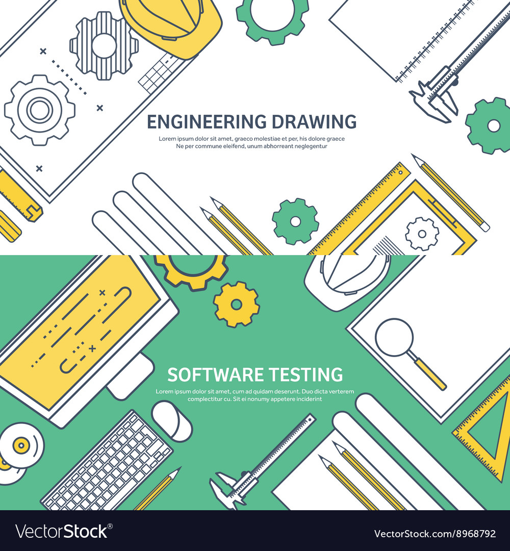 Lined outline engineering Royalty Free Vector Image