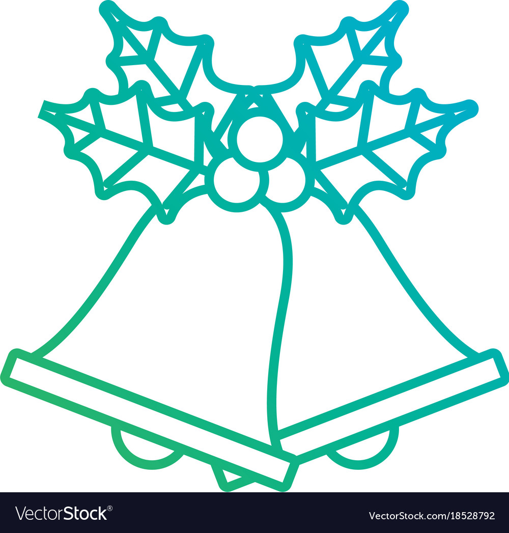 Merry christmas bells holly berry decoration Vector Image
