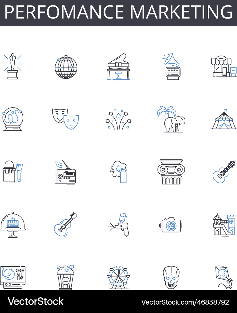 Performance marketing line icons collection Vector Image