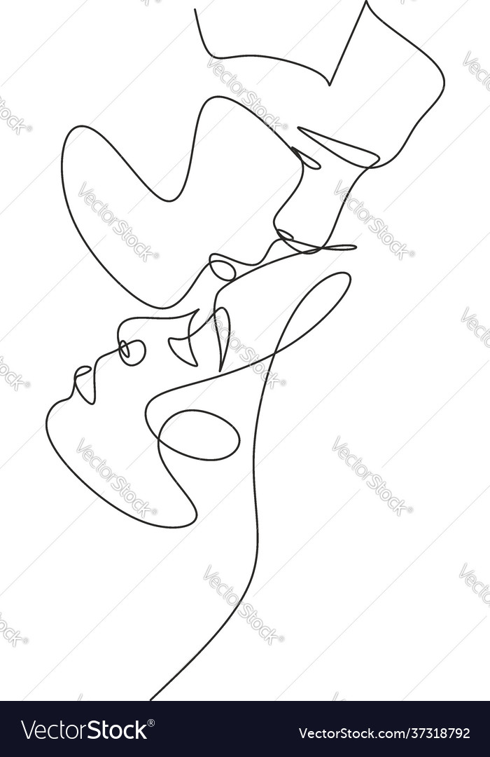 Surreal Faces Continuous Line Drawing Set Vector Image
