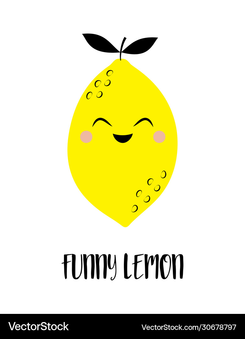 Card with funny lemon isolated on white background