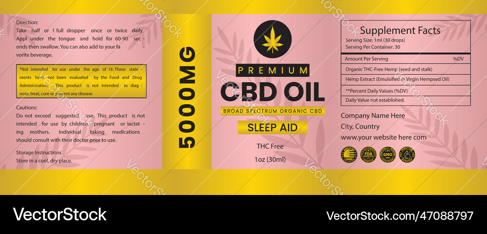 Cbd label design template cbd dropper bottle oil Vector Image