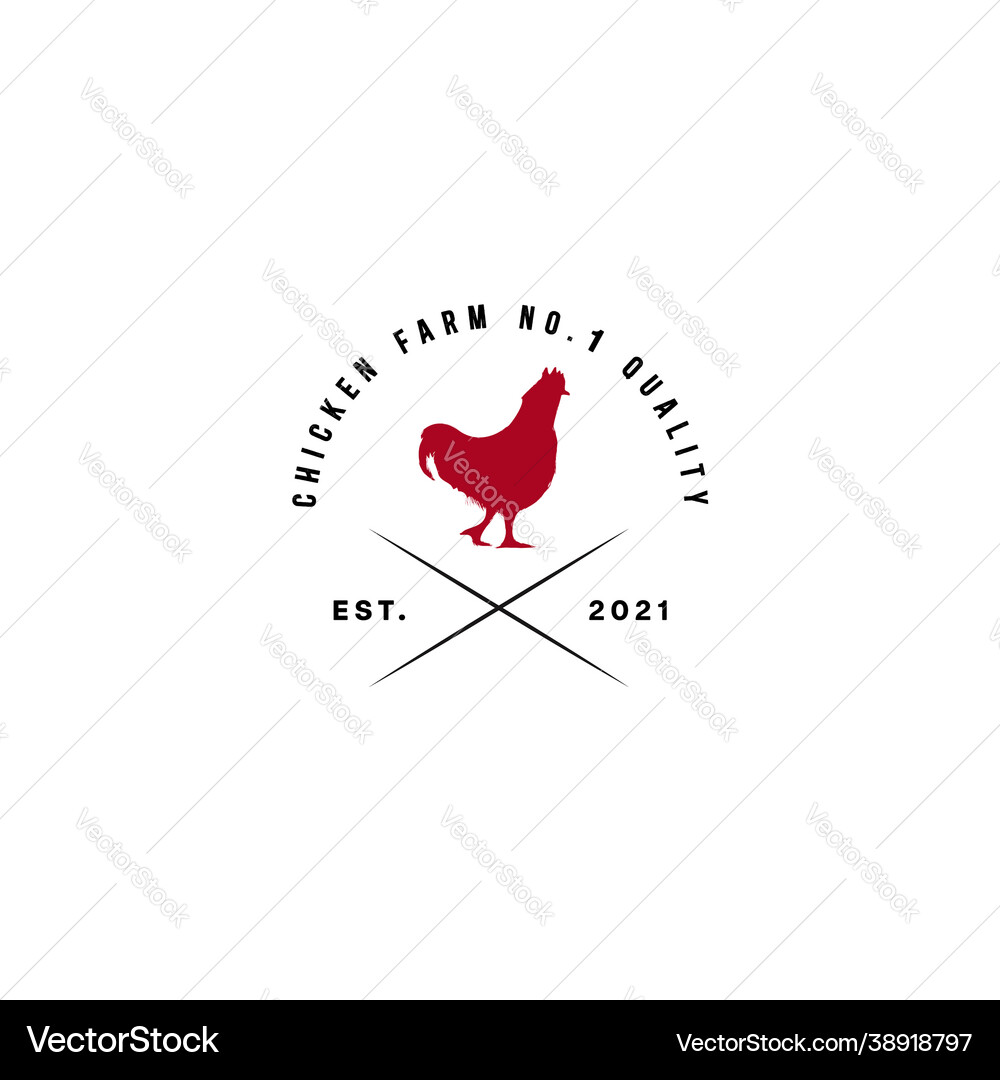 Chicken ranch vintage logo template Royalty Free Vector