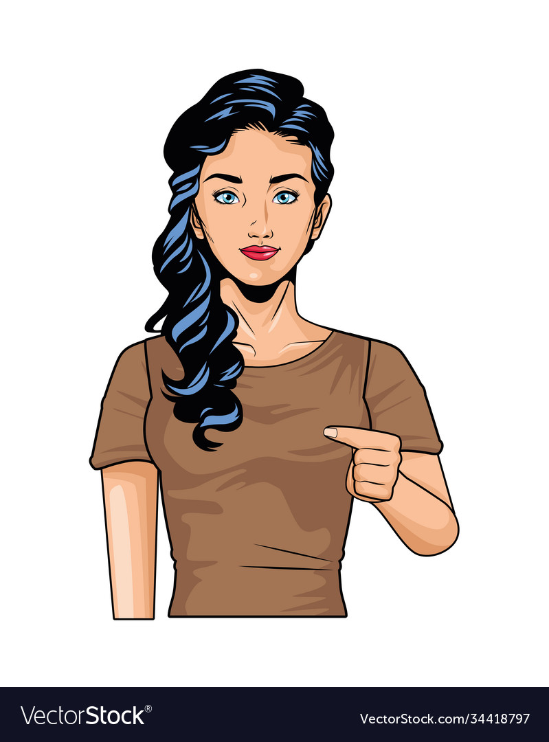 Cute Young Woman Pop Art Style Royalty Free Vector Image