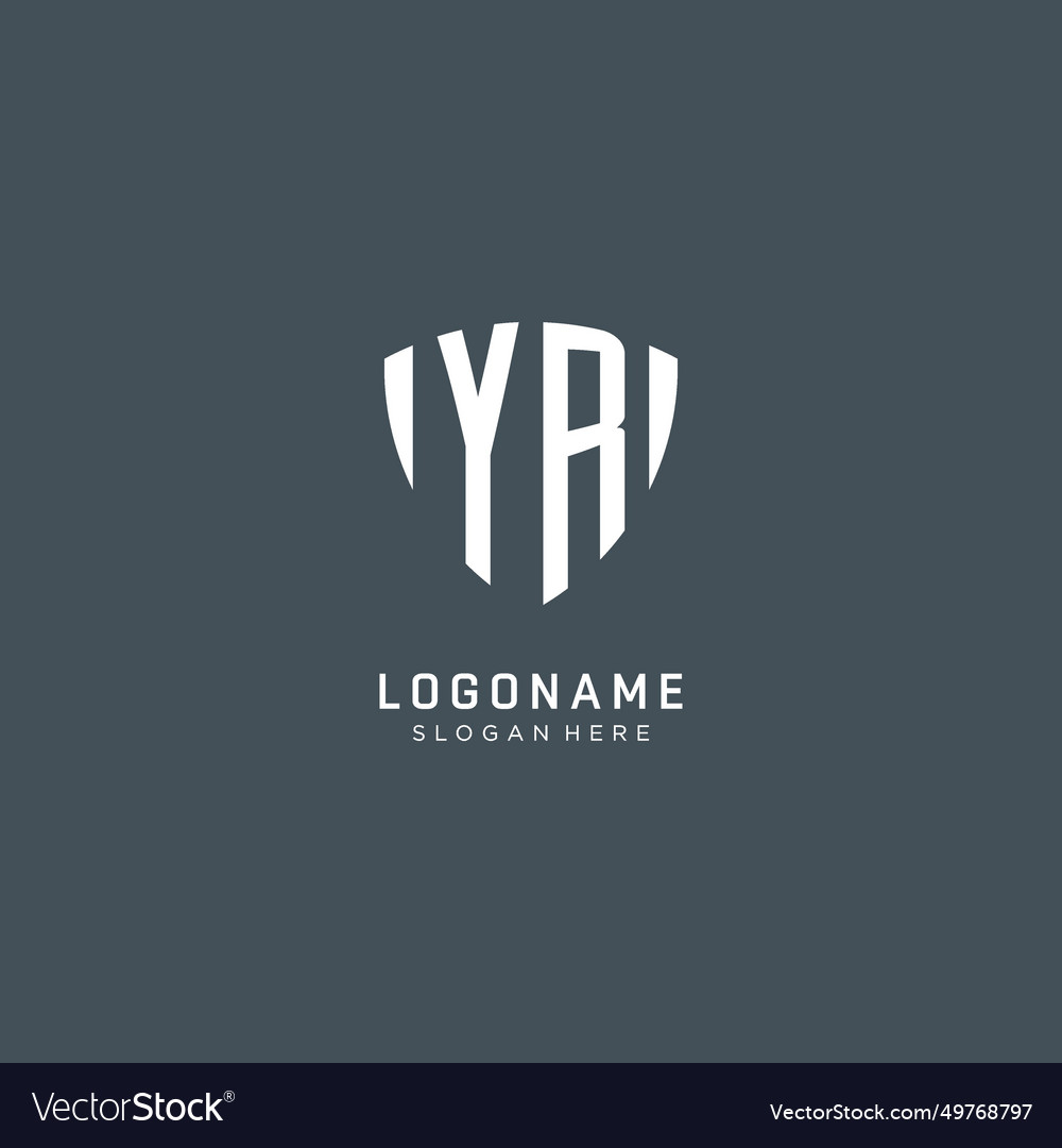 Initials yr logo shield guard shape creative Vector Image