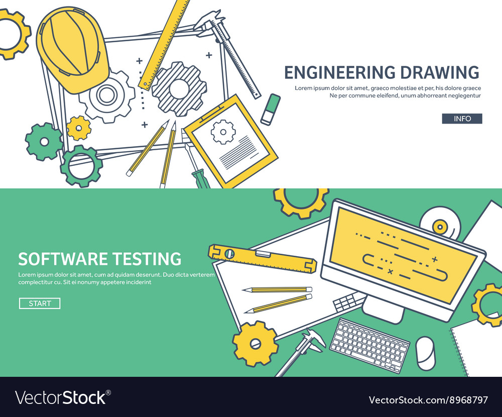 Lined outline engineering Royalty Free Vector Image