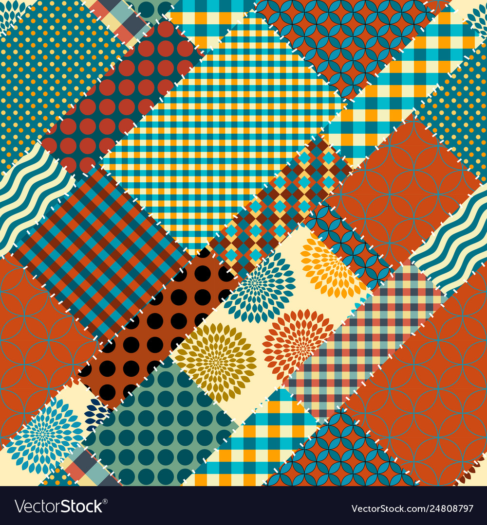 Patchwork textile pattern seamless quilting Vector Image