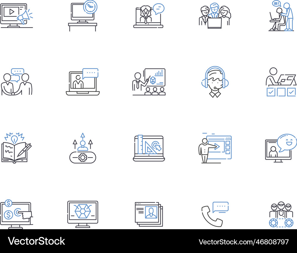 Pursuing line icons collection ambition Royalty Free Vector