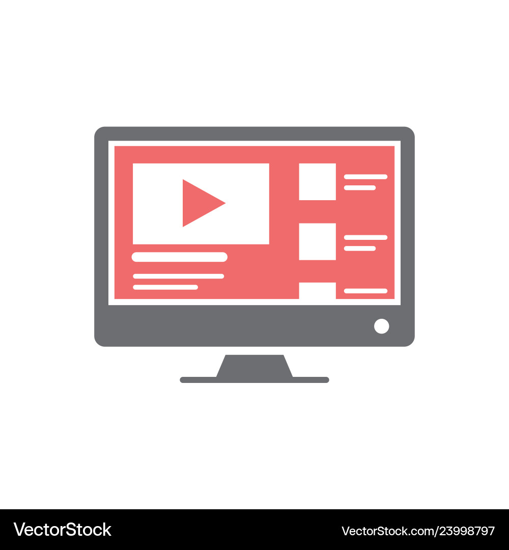 Video blog content icon on white background Vector Image