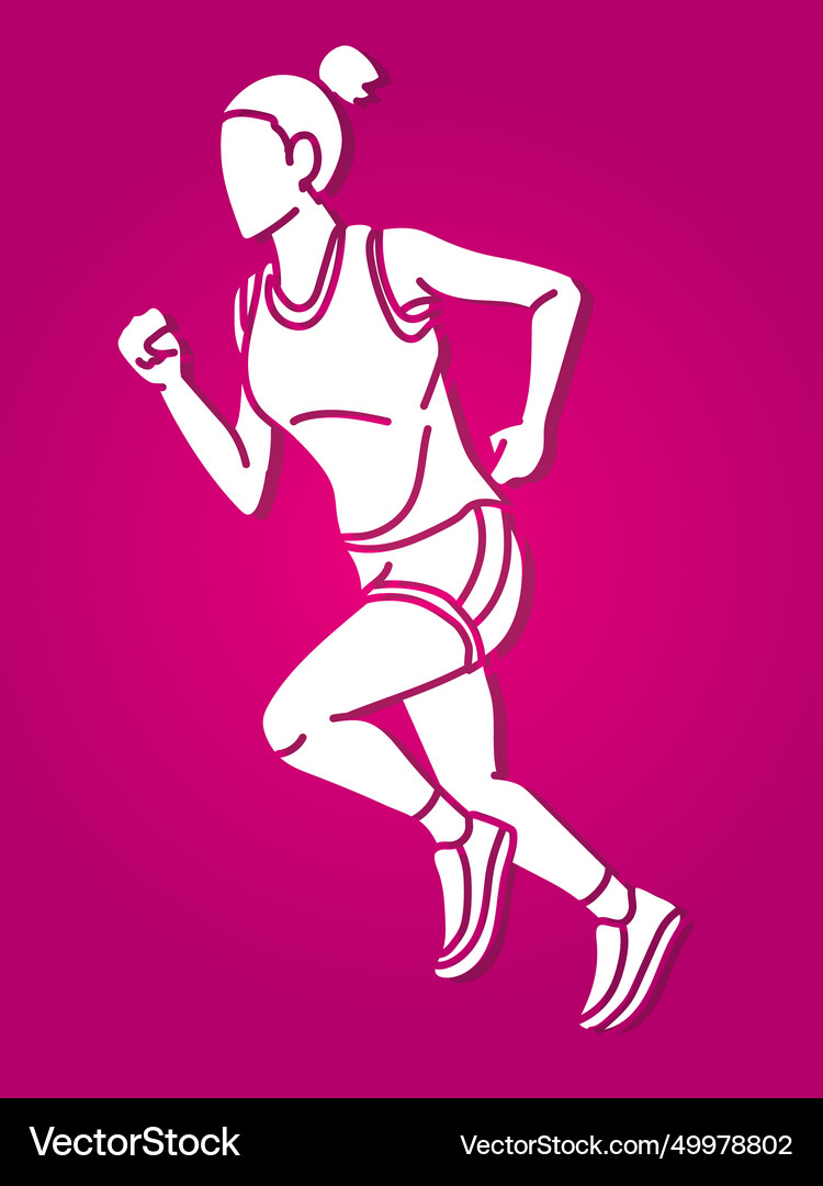 A woman running action marathon runner Royalty Free Vector