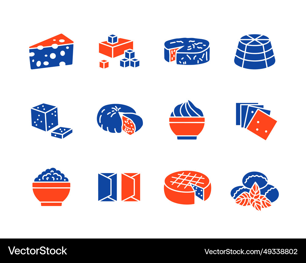 Cheese icon set dairy products sign Royalty Free Vector