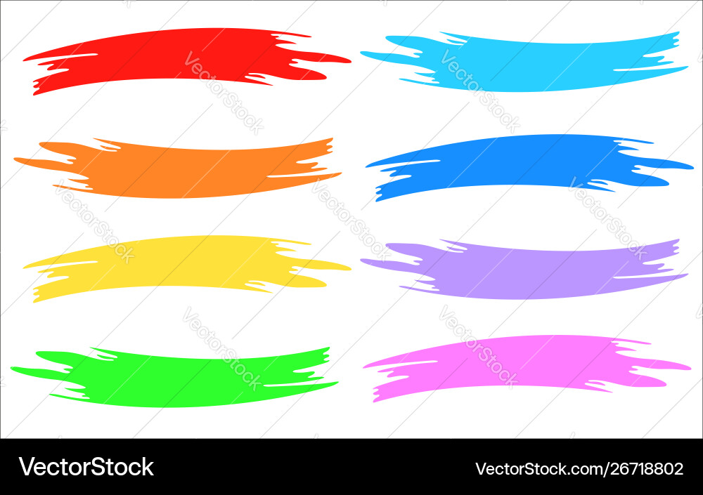 Colorful brushstrokes set isolated on white Vector Image
