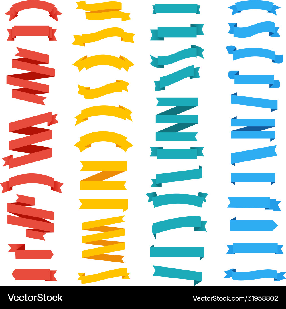 Colorful ribbon set isolated white background Vector Image