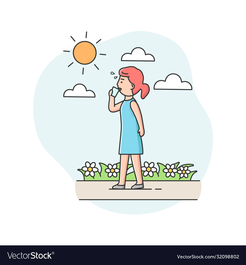 Concept of summer hot period woman weary from Vector Image Concept of summer hot period woman weary from Vector Image