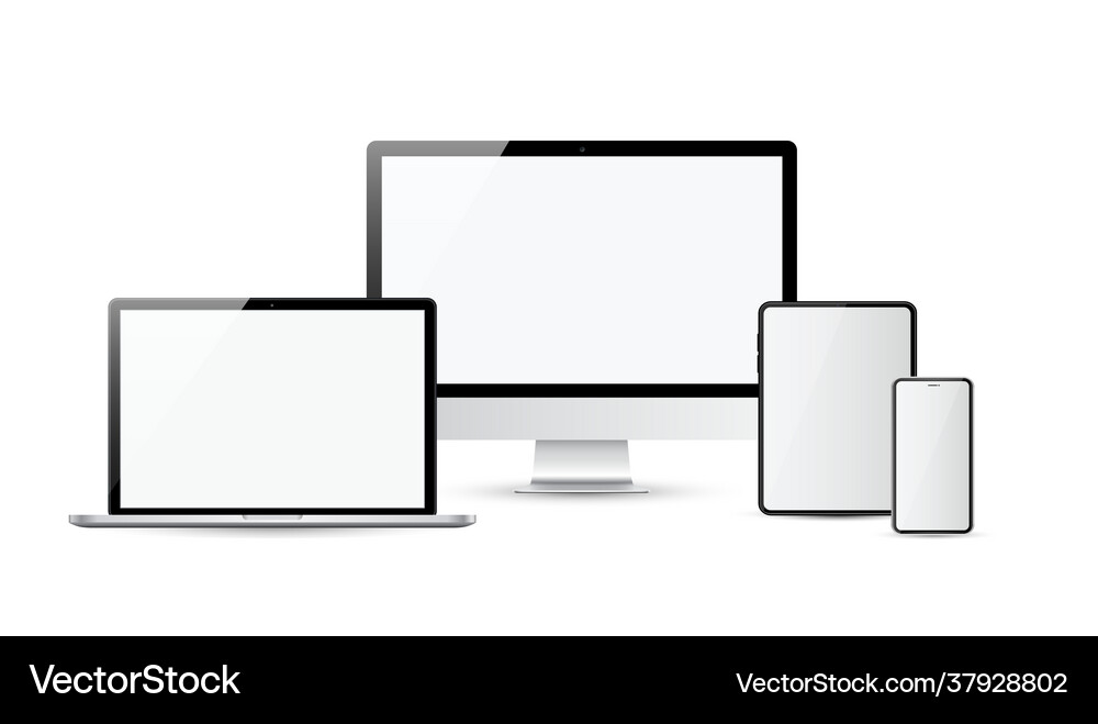 Devices in realistic trendy design on transparent Vector Image
