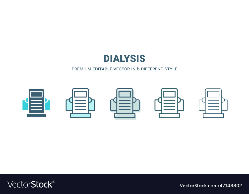 Dialysis icon in 5 different style outline filled Vector Image Dialysis icon in 5 different style outline filled Vector Image