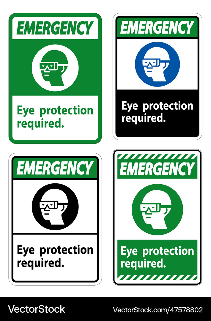 Emergency sign eye protection required symbol Vector Image