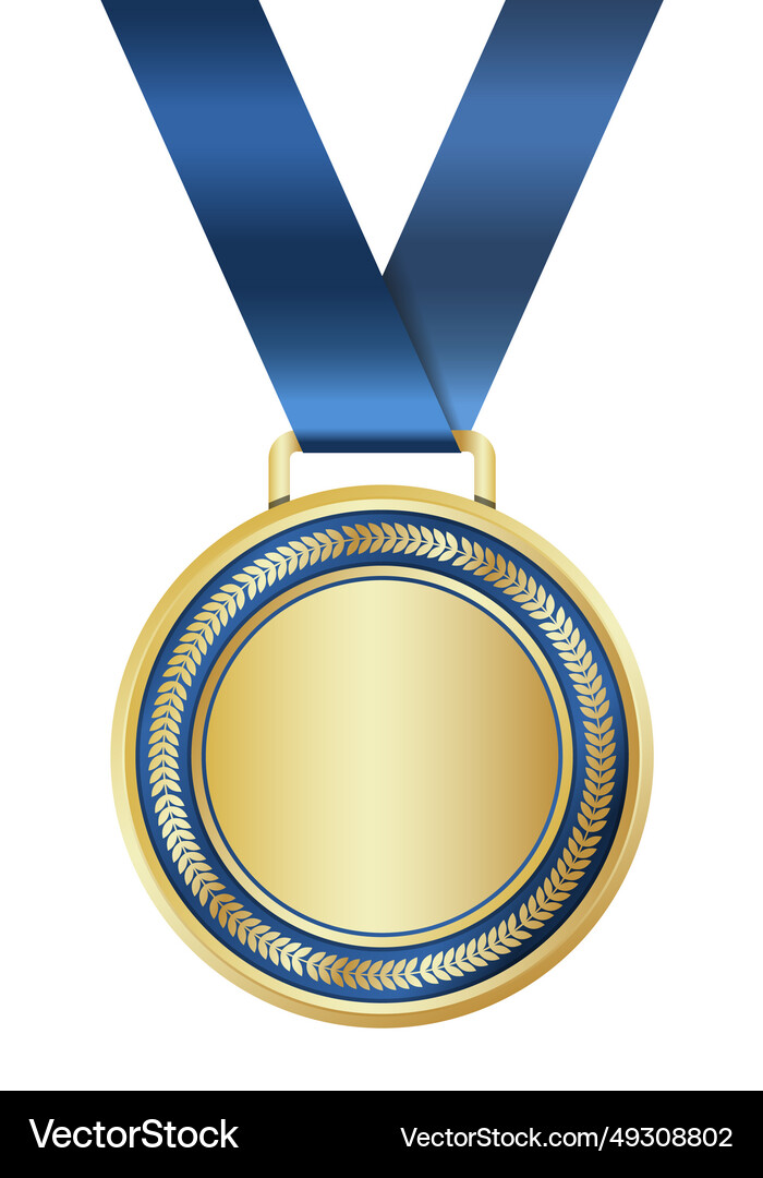 Gold medal realistic with ribbon Royalty Free Vector Image
