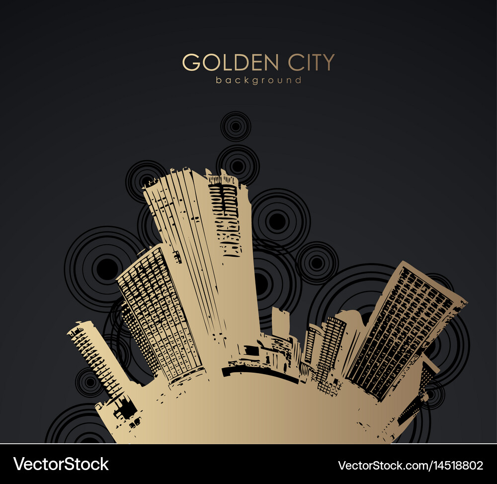 Golden cityscape with skyscrapers Royalty Free Vector Image