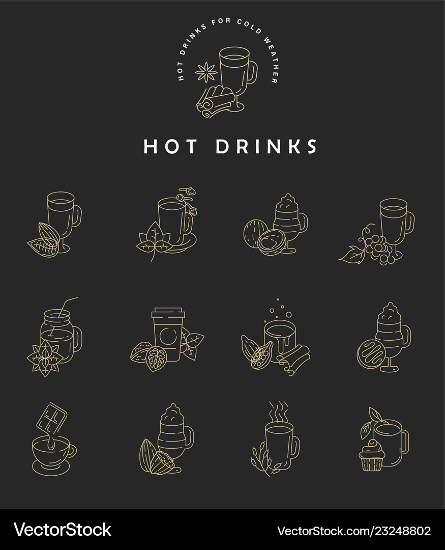 Icon and logo hot drinks for cold weather Vector Image