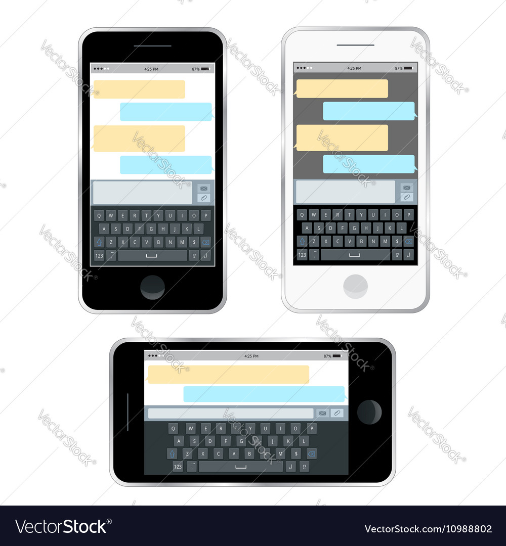 Mobile messenger chat hands with smartphone Vector Image