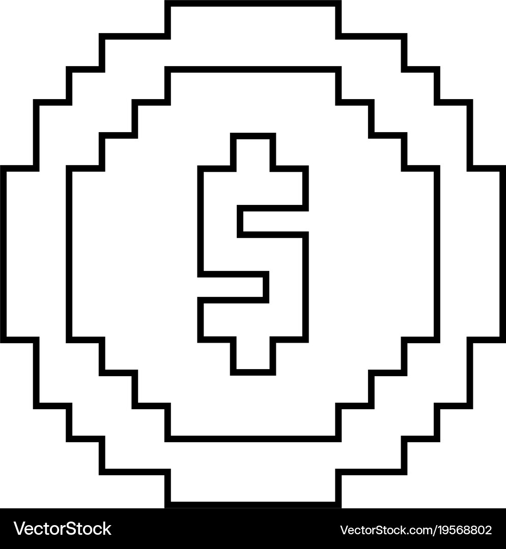 Money coin pixel dollar currency Royalty Free Vector Image
