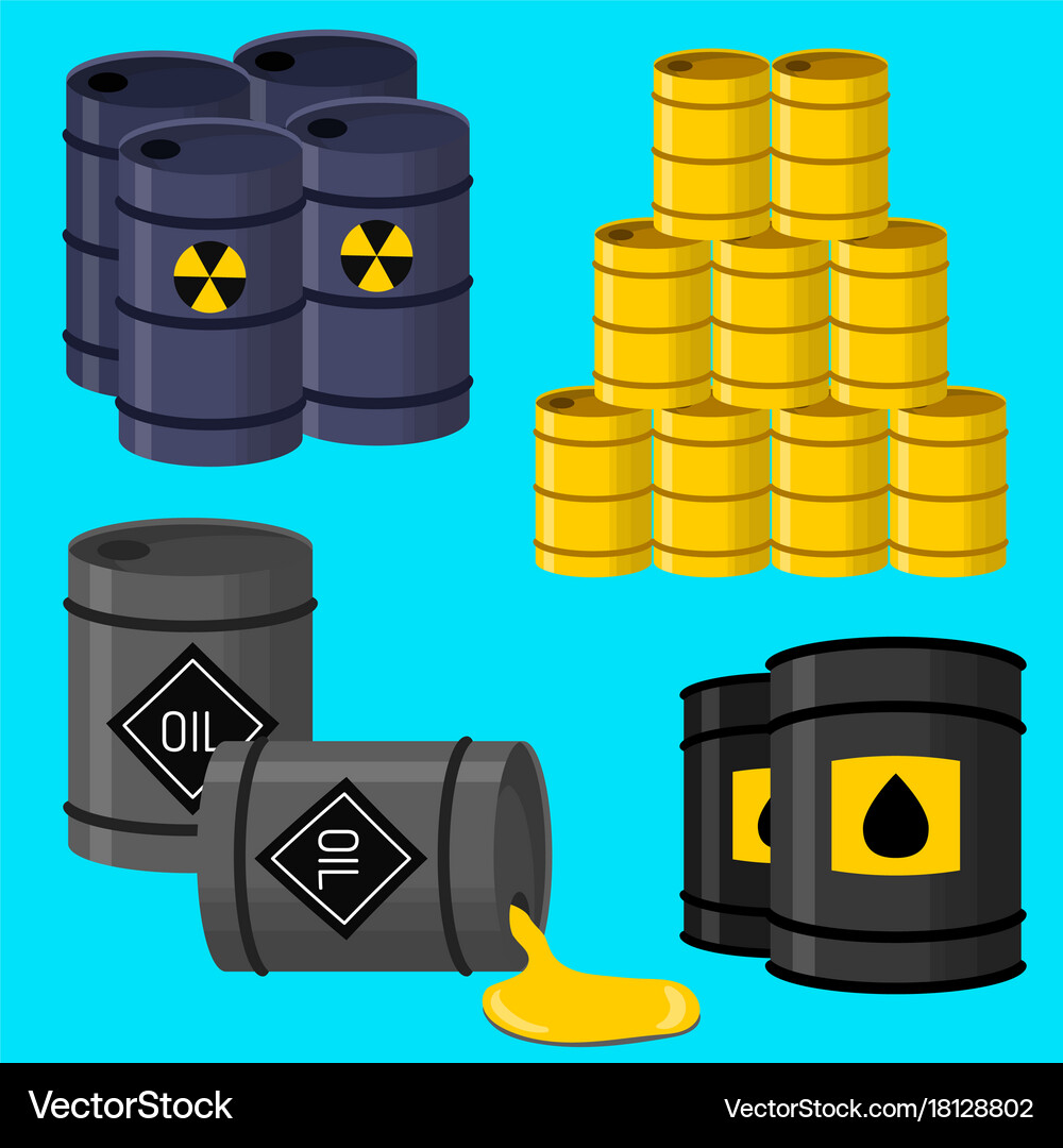 Oil drums container fuel cask storage rows steel Vector Image