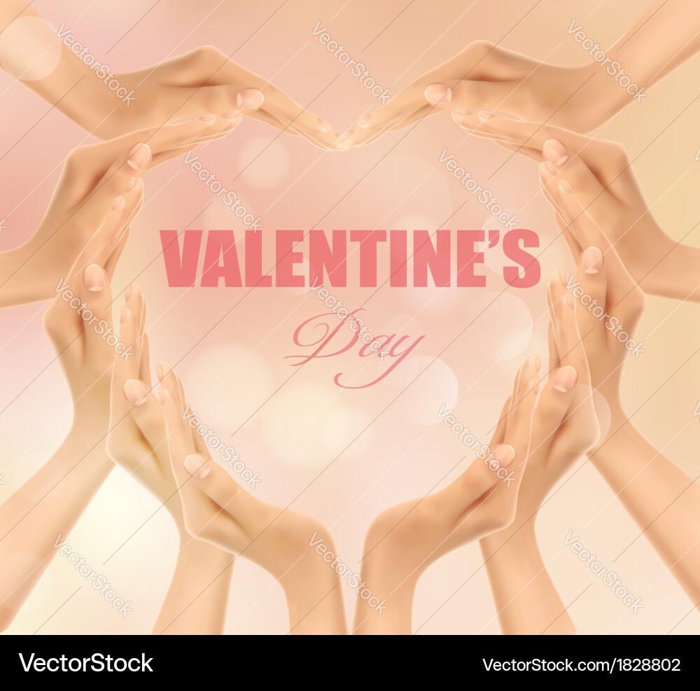Retro holiday background with hands making a heart