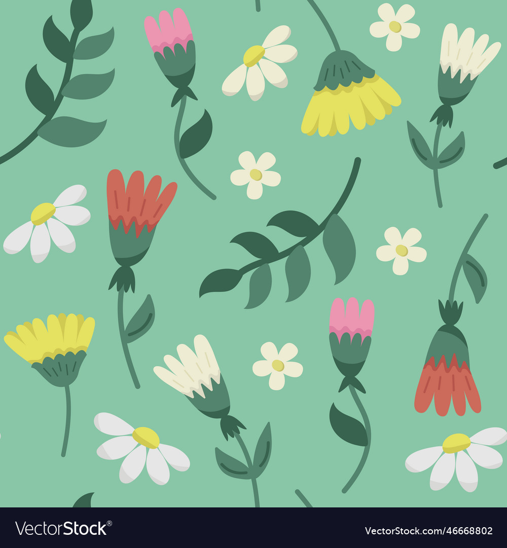 Seamless pattern with flat cute Royalty Free Vector Image