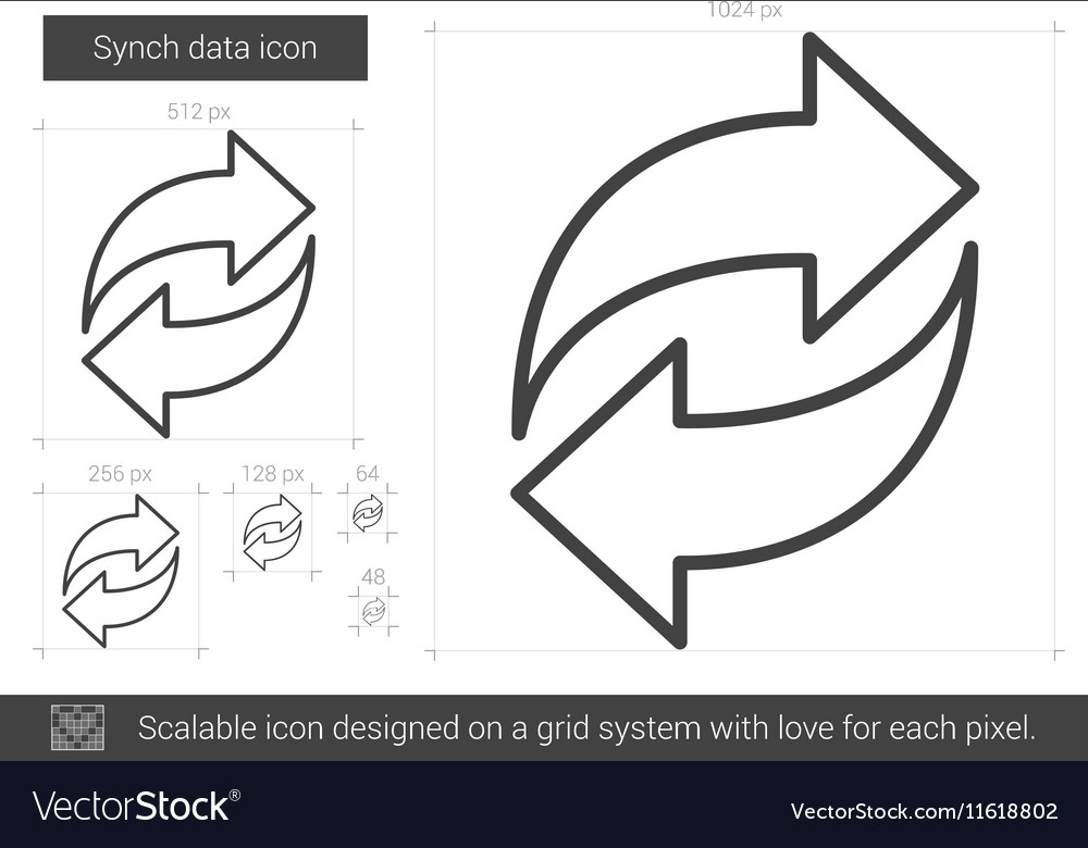 Synch data line icon Royalty Free Vector Image
