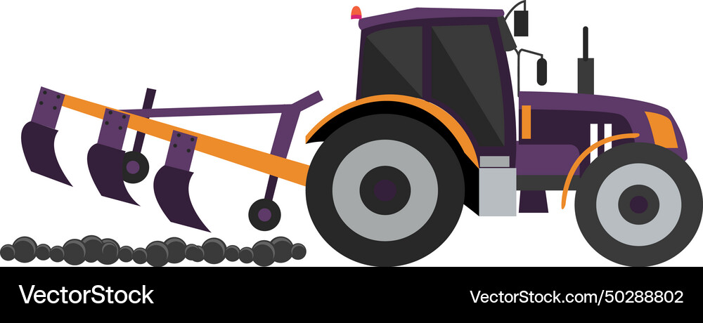 Tractor plowing farm field icon isolated Vector Image