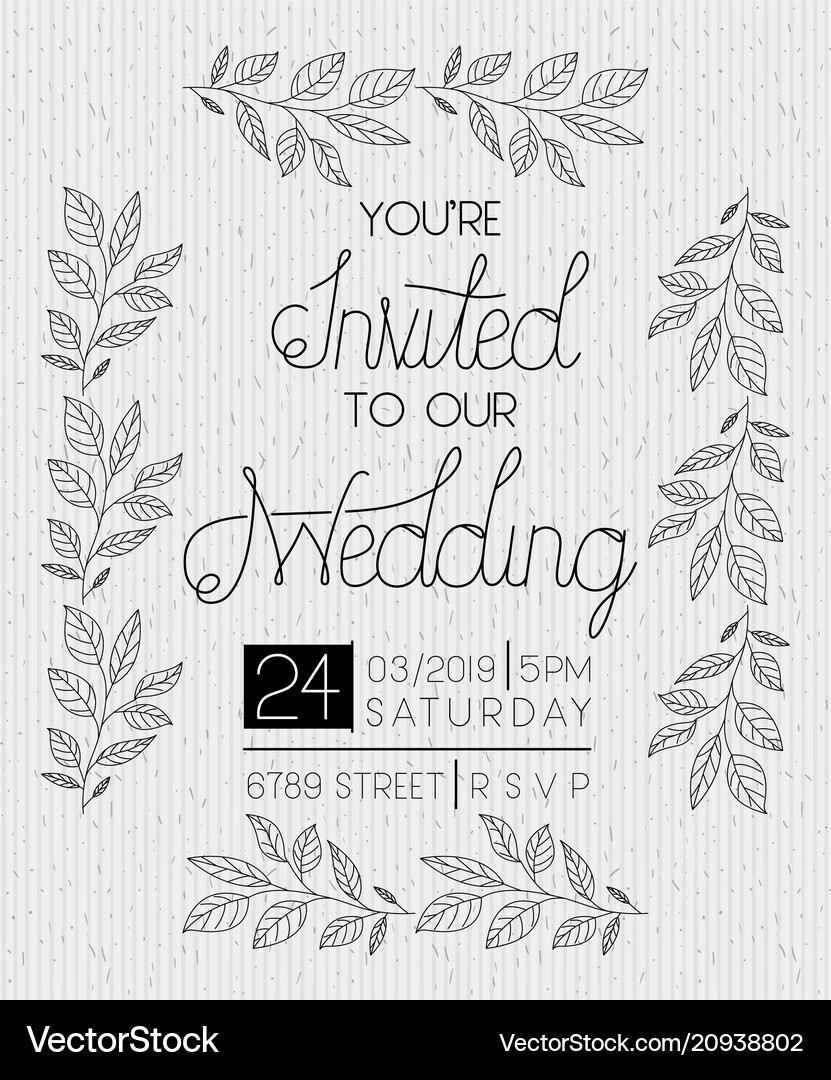 Wedding and married invitation card with floral Vector Image