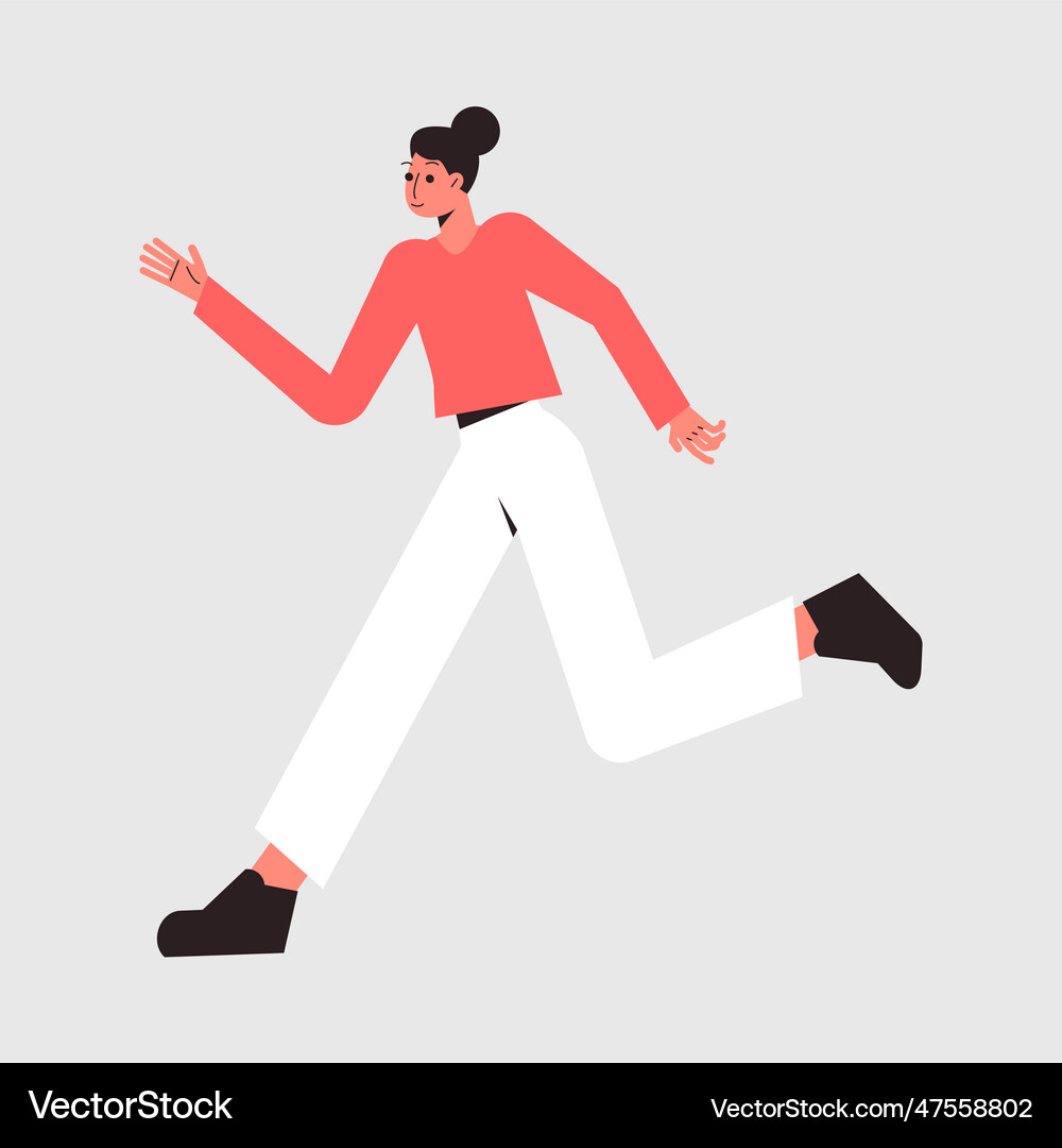 Woman character running fast rushing forward in Vector Image