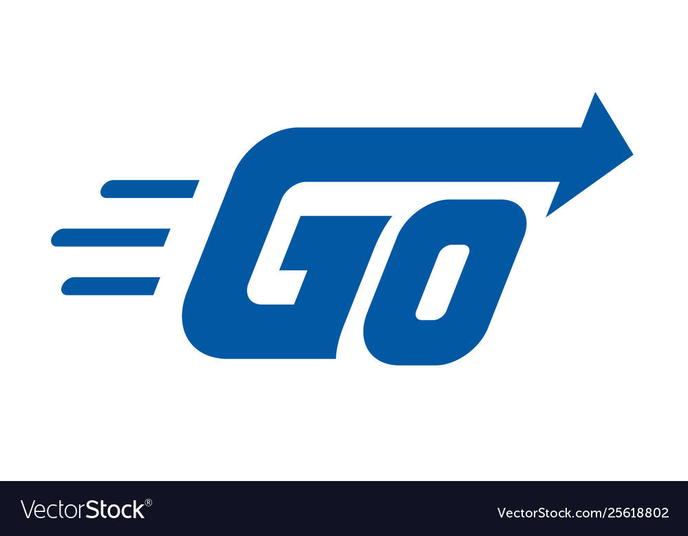 Word go with arrow lettering on white Royalty Free Vector