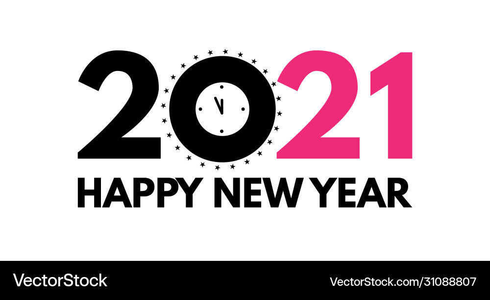 2021 text logo design happy new year label Vector Image
