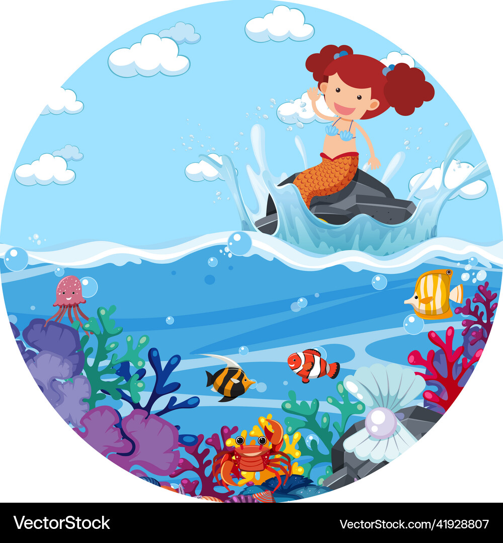 A water splash scene with mermaid on stone Vector Image