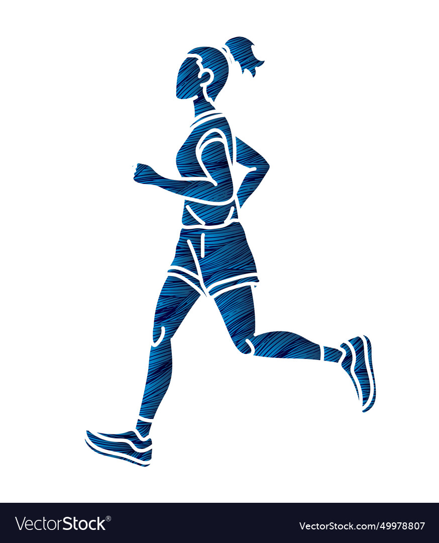 A woman running action marathon runner Royalty Free Vector