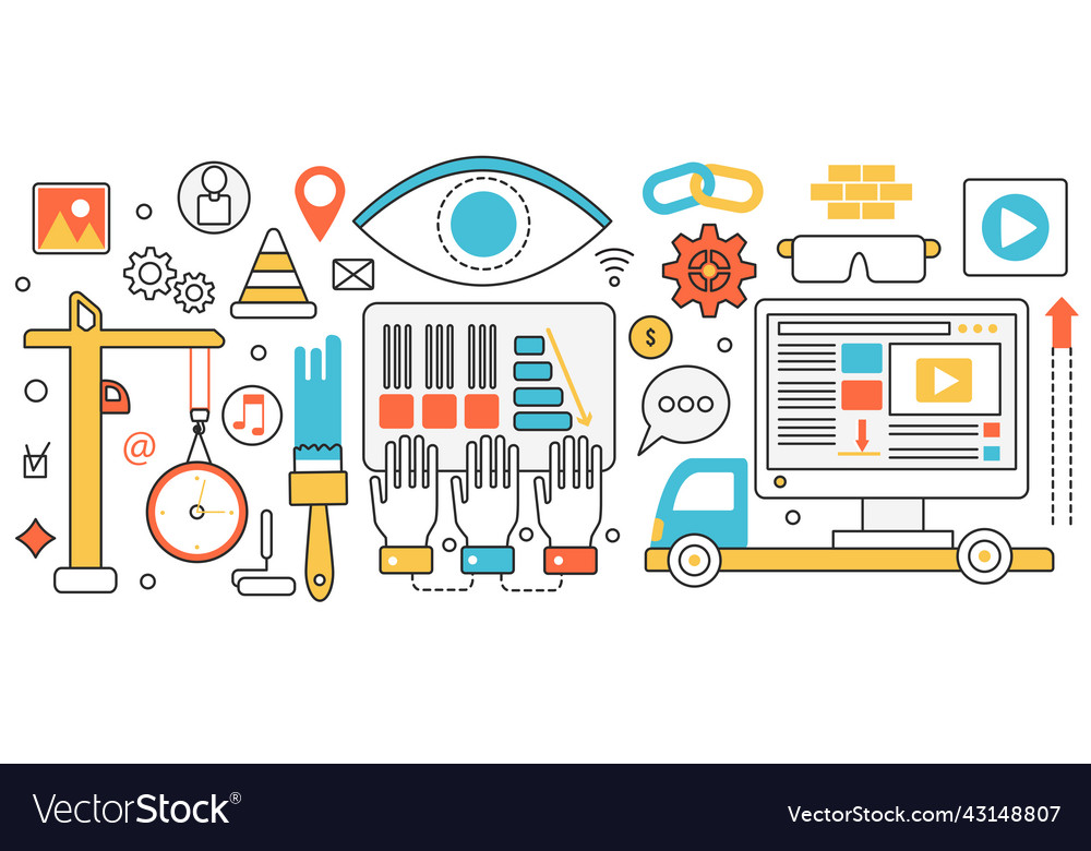 App software development construction crane Vector Image