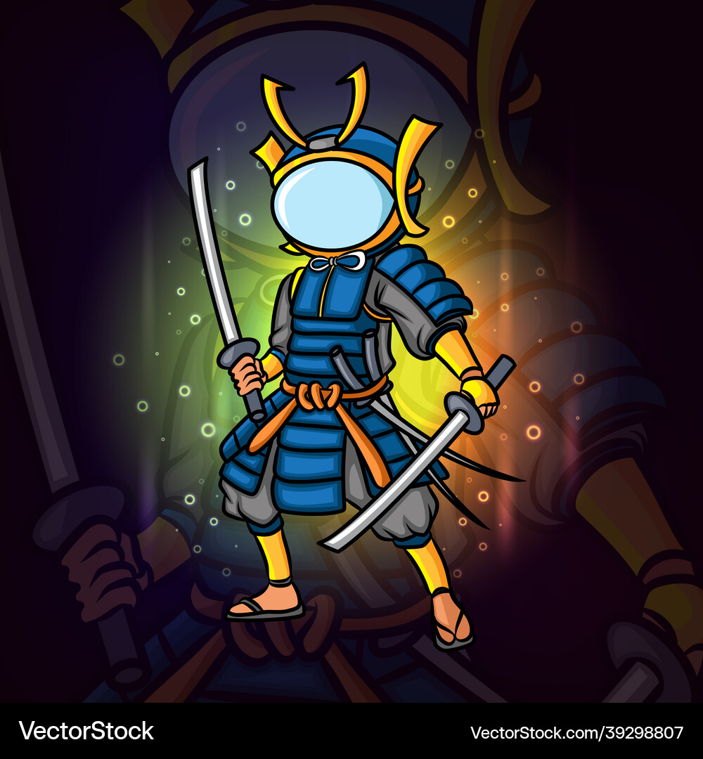 Brave samurai man with the astronaut helmet Vector Image