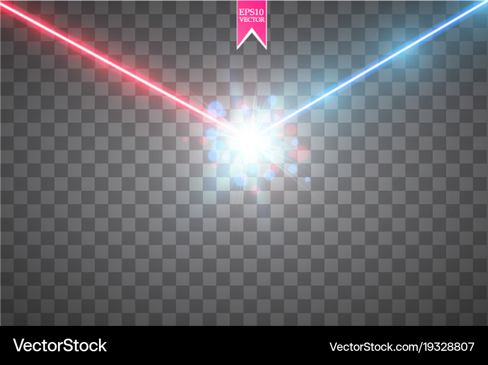 Collision of two forces with red and blue light Vector Image