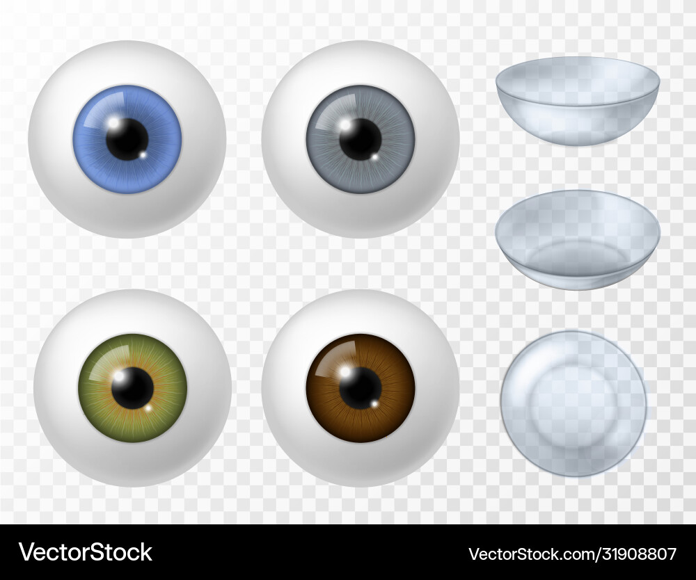 Contact lens and human eye realistic Royalty Free Vector