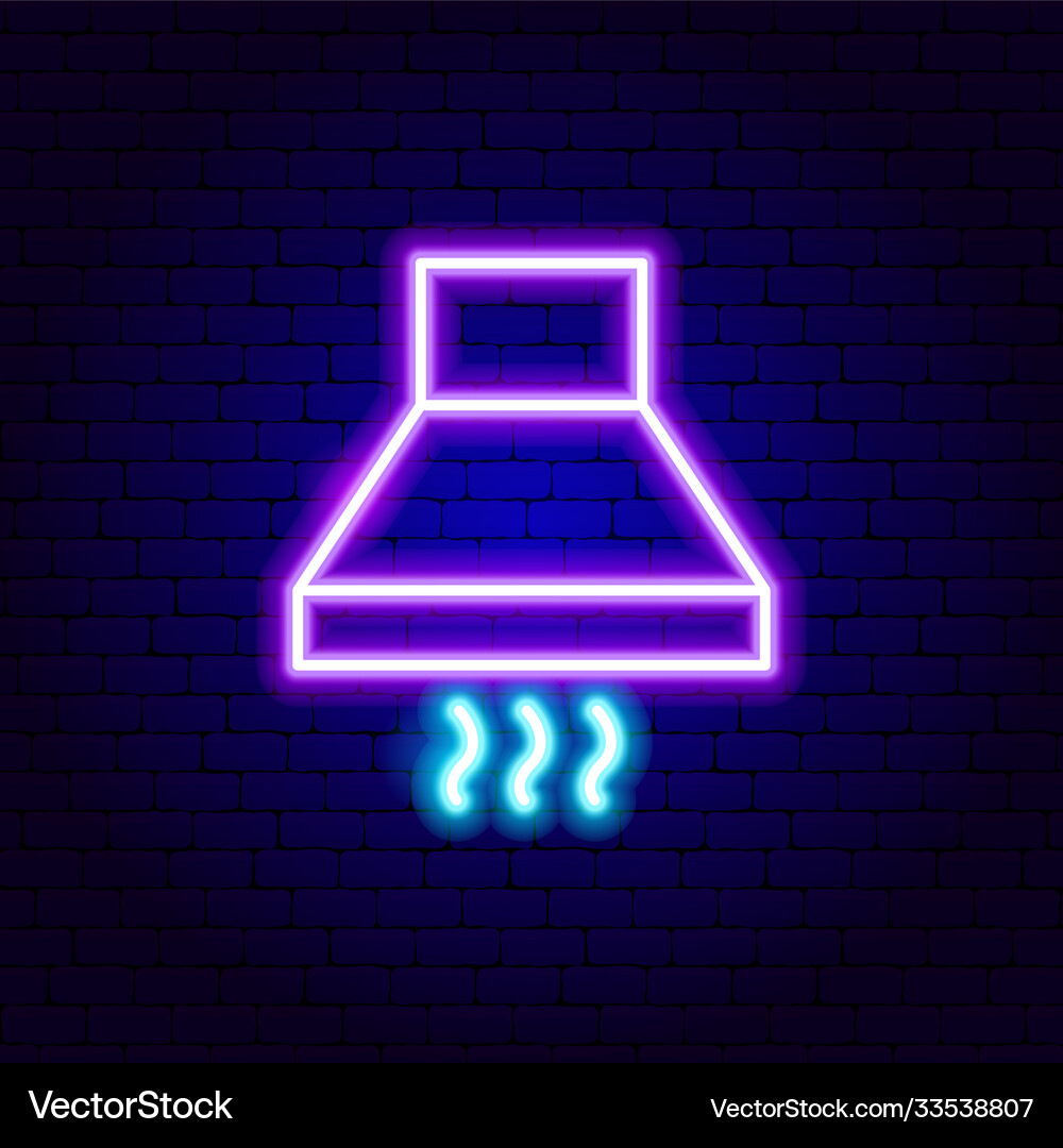 Cooker hood neon sign Royalty Free Vector Image