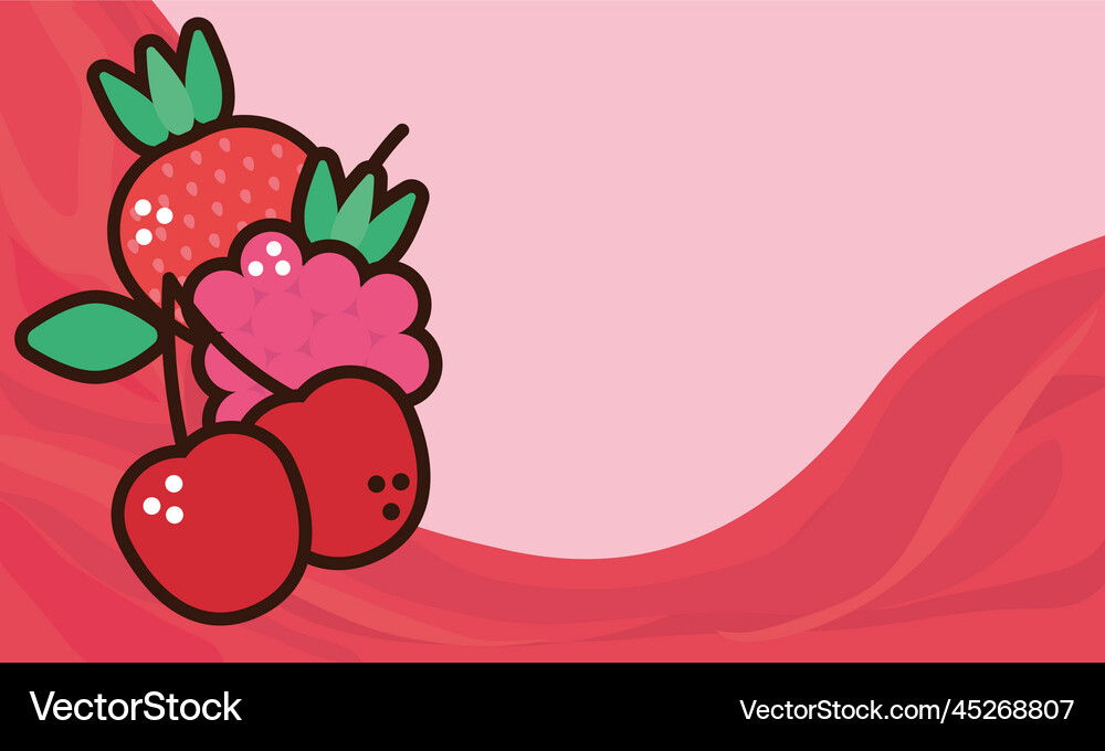 Fresh red fruits healthy frame Royalty Free Vector Image
